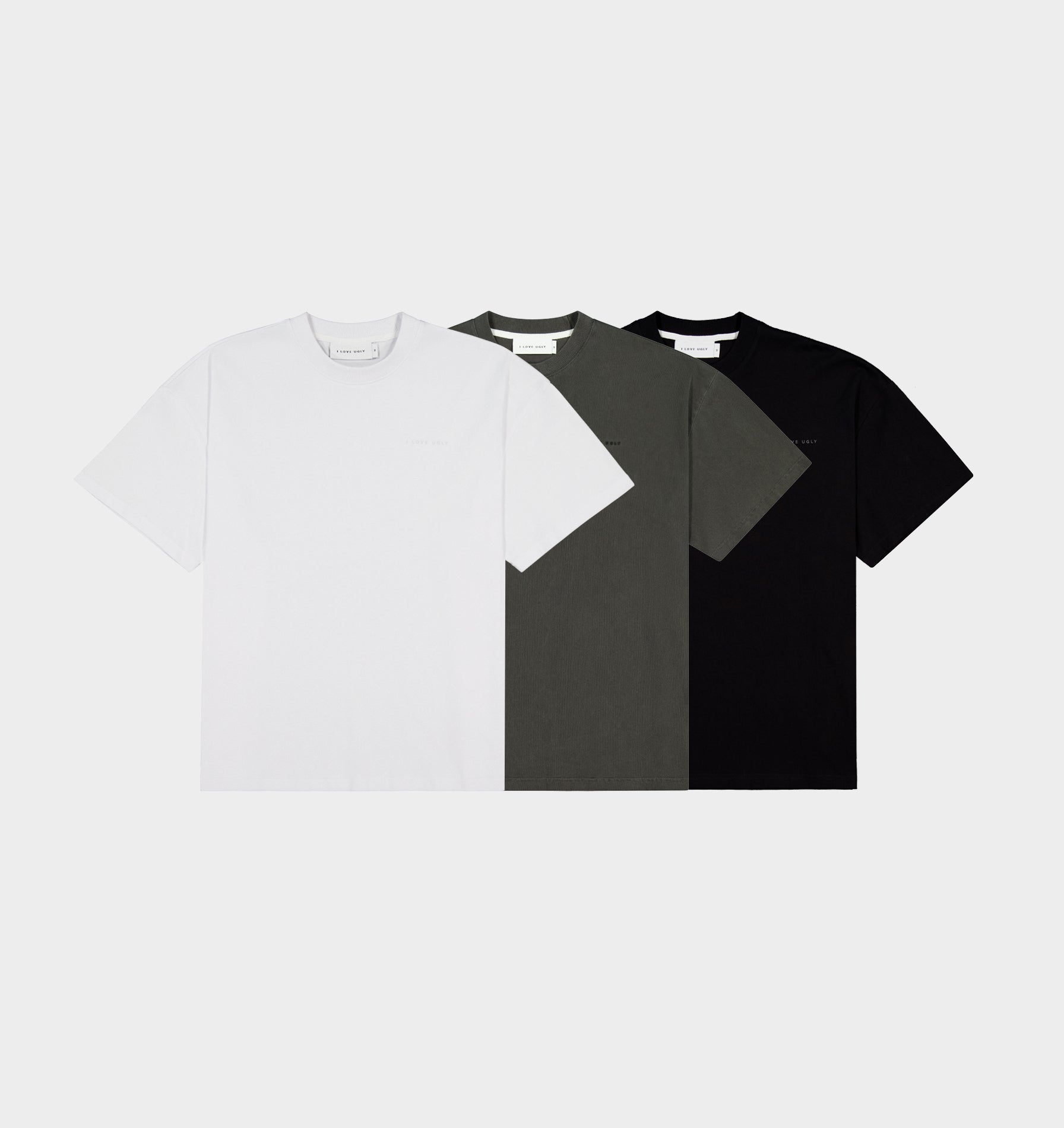 3 Box Tee 2.0 Pack in Black, Washed Black, White | I Love Ugly US