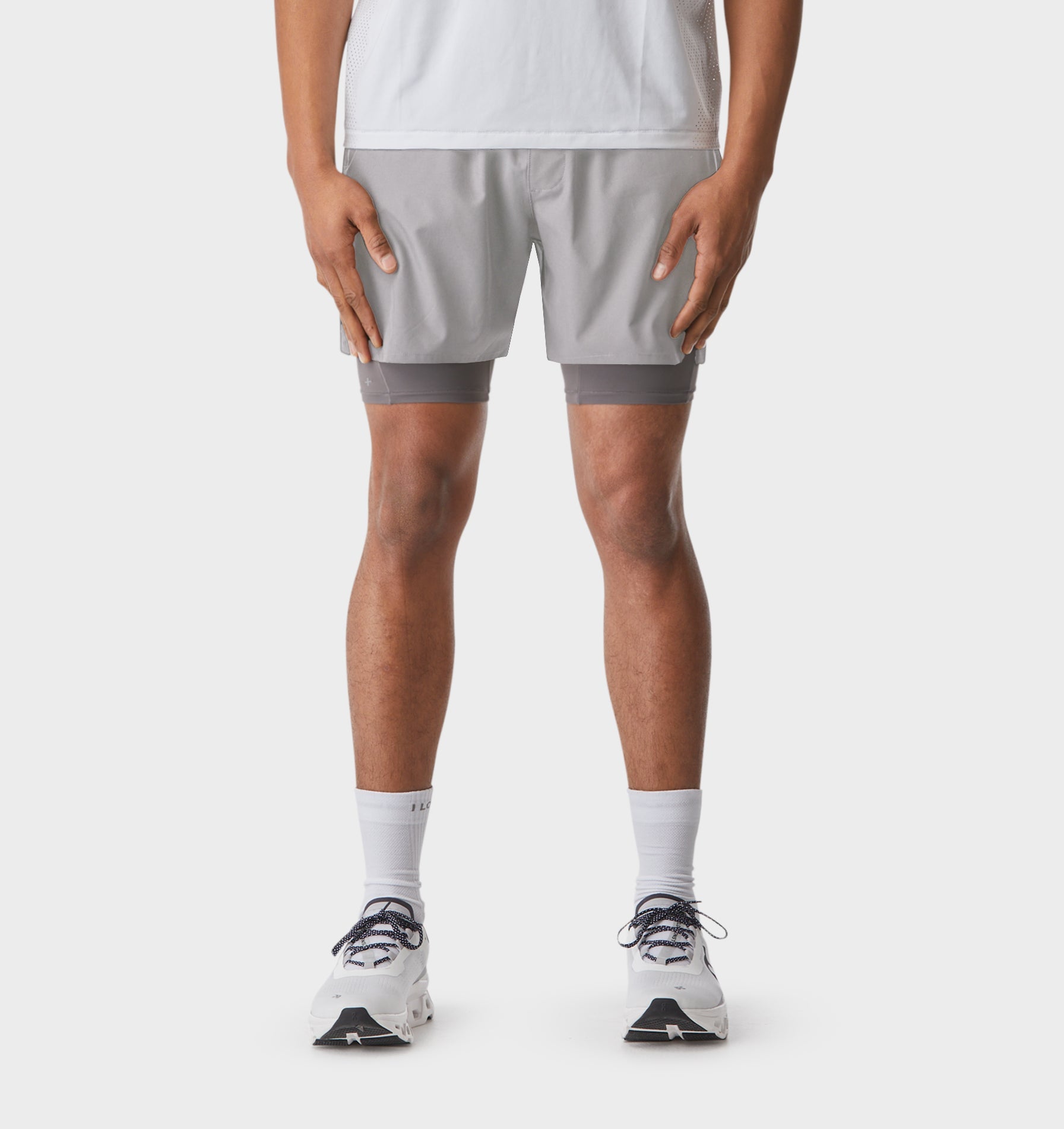Active 5 Inch Short - Workout Shorts in Light Grey | I Love Ugly US