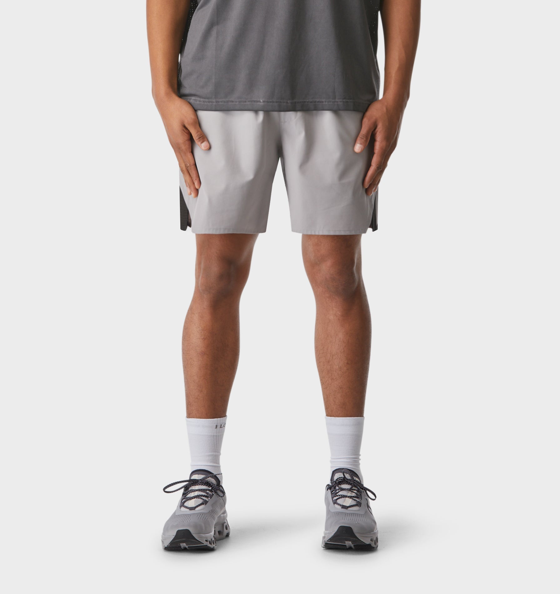 Active 7 Inch Short - Workout Shorts in Light Grey | I Love Ugly US